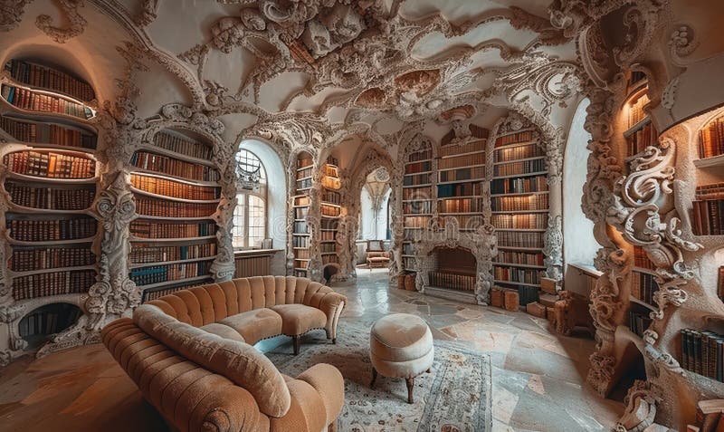 A Stunning View of the Library in the Monastery of Stim, Featuring ...