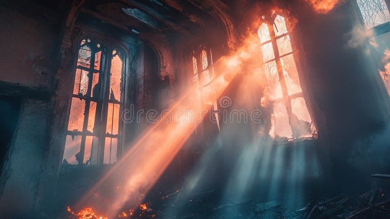 A Stunning View of Light Streaming through Broken Windows in an ...