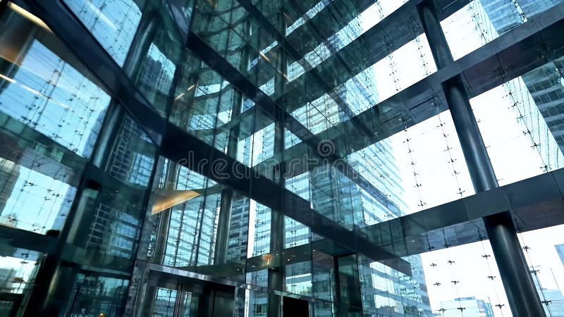 Modern Glass Atrium stock video. Video of shapes, perspective - 383454227