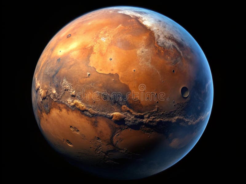 Stunning View of Mars with Geological Features and Stars Stock ...