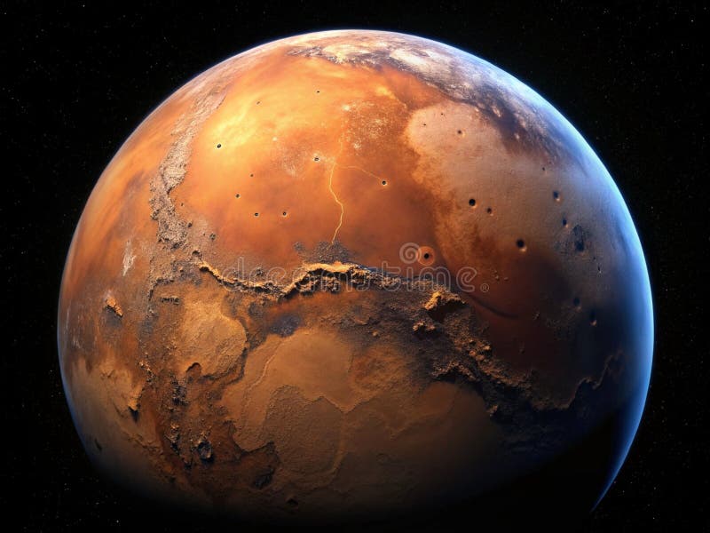 Stunning View of Mars with Geological Features and Stars Stock ...