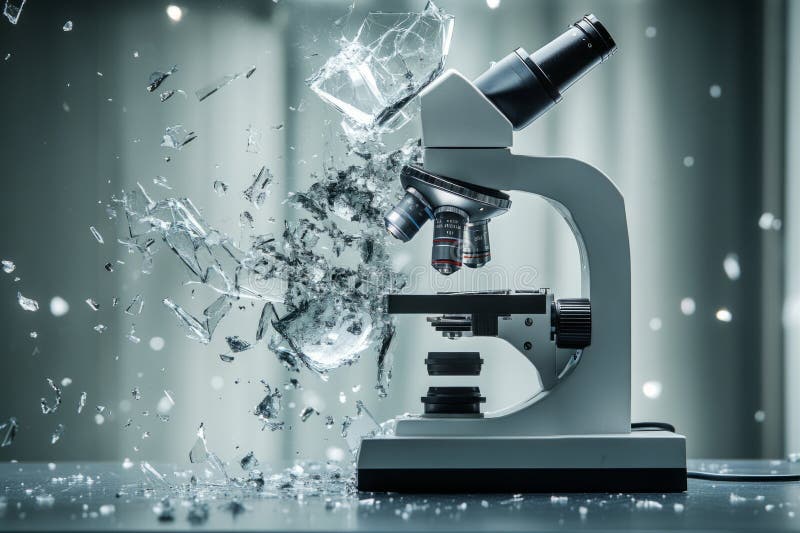 A Stunning View of a Microscope Shattering with Sparkling Shards. this ...