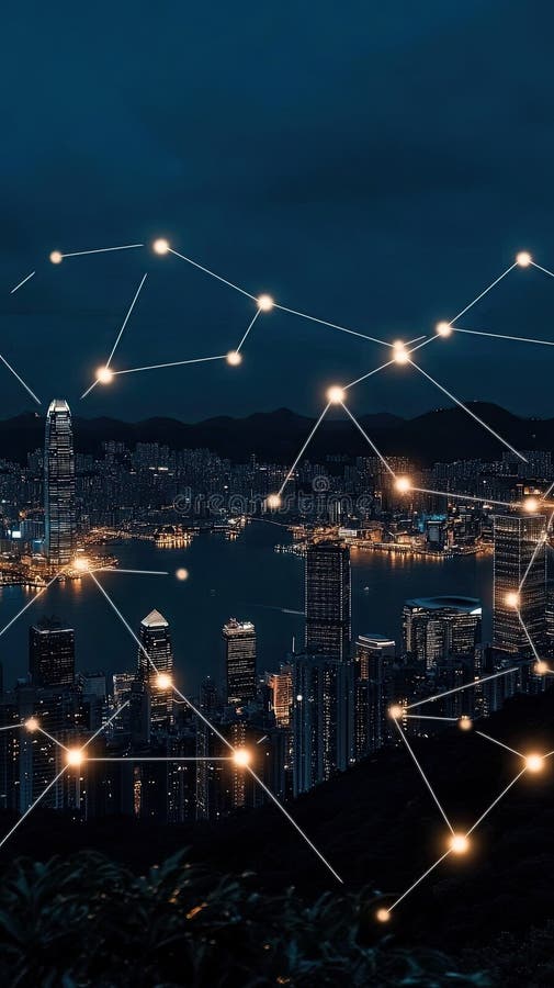 A Stunning View of a Modern City Skyline Illuminated at Night ...