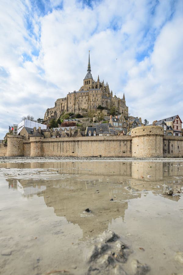 Stunning View of Mont Saint-Michel with Its Reflection in the Water ...