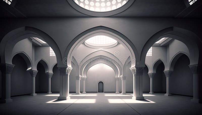 Minimalist Mosque Interior Design. Ramadan Kareem Concept. Stock ...