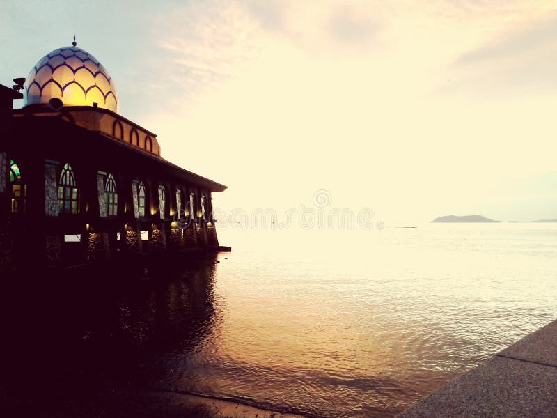 Stunning View between Mosque and Sea Stock Photo - Image of malaysia ...