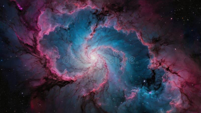 A Stunning View of a Nebula with Swirling Clouds of Pink and Blue Stock ...