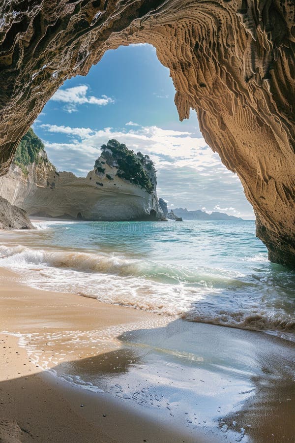 A Stunning View of the Ocean from Inside a Cave. Perfect for Travel and ...