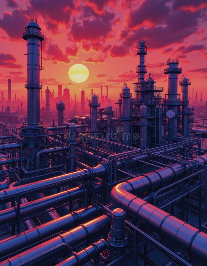 175 Vibrant Industrial Refinery Complex Sunset Stock Photos - Free ...