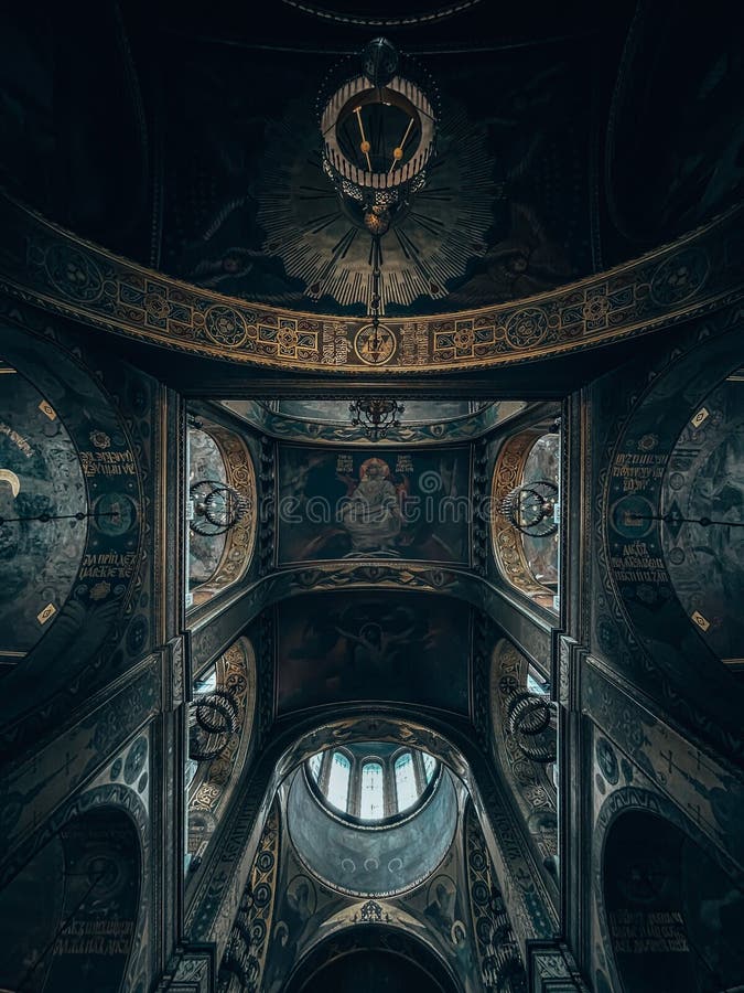 Stunning View of the Ornately Decorated Ceiling of an Ancient Cathedral ...