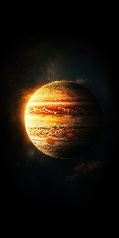Majestic View of Jupiter Planet in Space with Glowing Atmosphere Stock ...