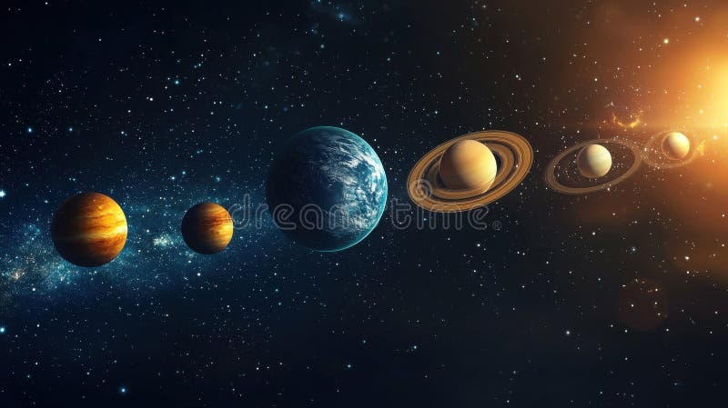 Stunning View of Planets in Solar System with Starry Background Stock ...