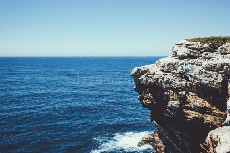 Stunning View of Rugged Cliffs Overlooking the Calm Blue Ocean on a ...
