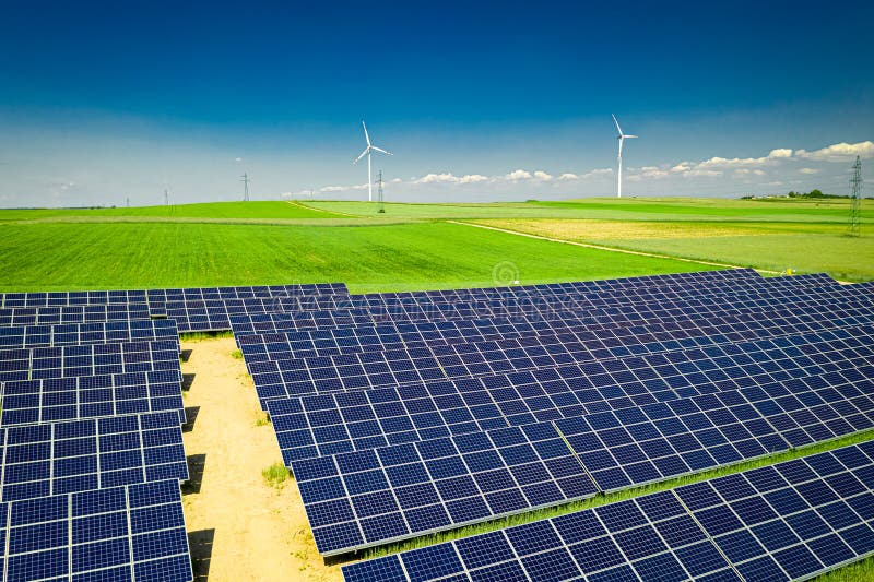 Stunning View of Solar Panels in Spring, Poland from Above Stock Image ...