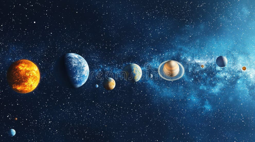 Stunning View of Solar System with Planets and Starry Background Stock ...