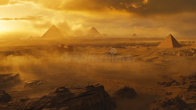 Stunning View of the Sphinx and Pyramids Under a Dramatic Sky during ...