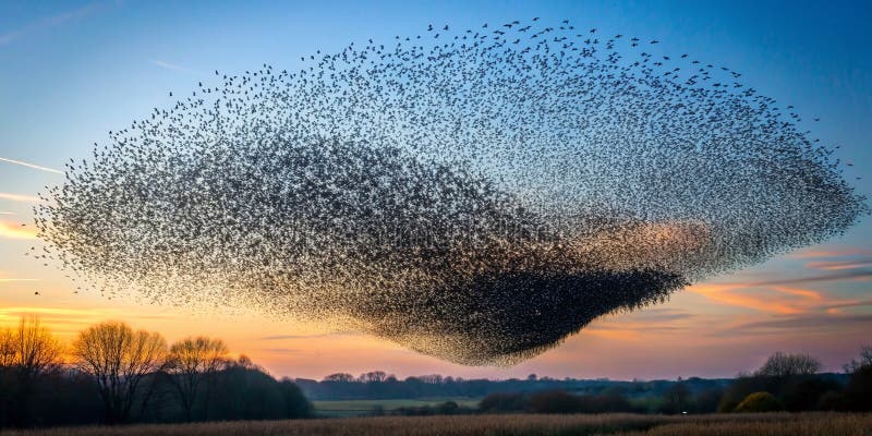 A Stunning View of a Starling Murmuration Creating Patterns Creative AI ...