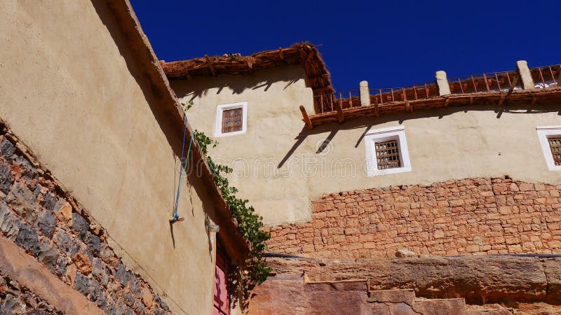 Beautiful Moroccan Stone and White Cement House with Blue Sky Stock ...