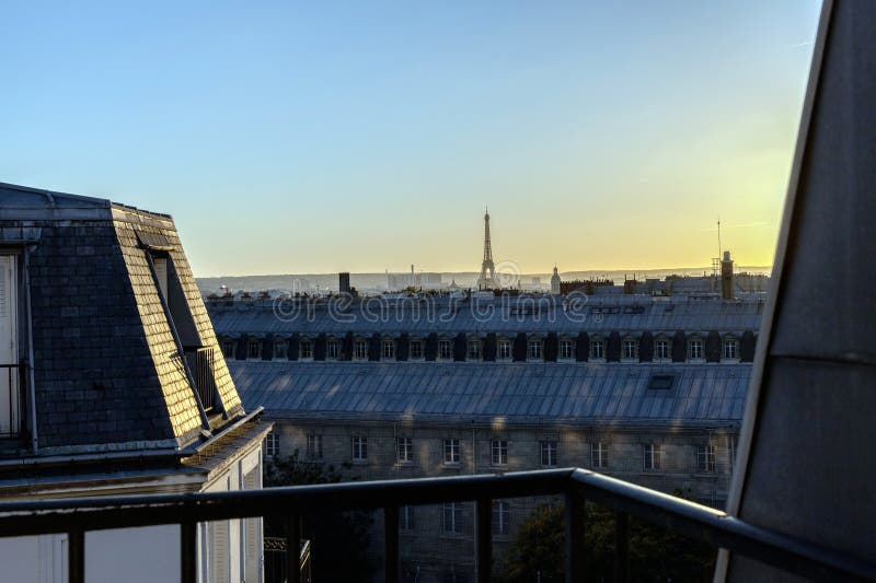 Stunning View from the Window of the Eiffel Tower and Roofs of Houses ...