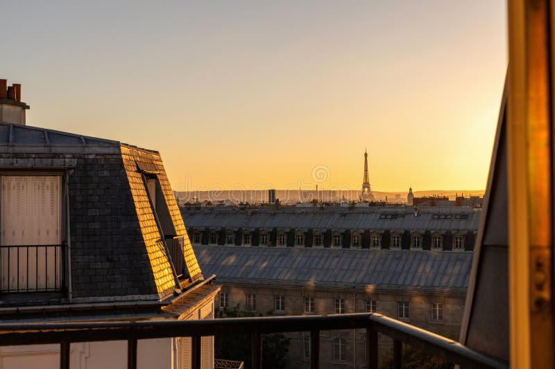 Stunning View from the Window of the Eiffel Tower and Roofs of Houses ...