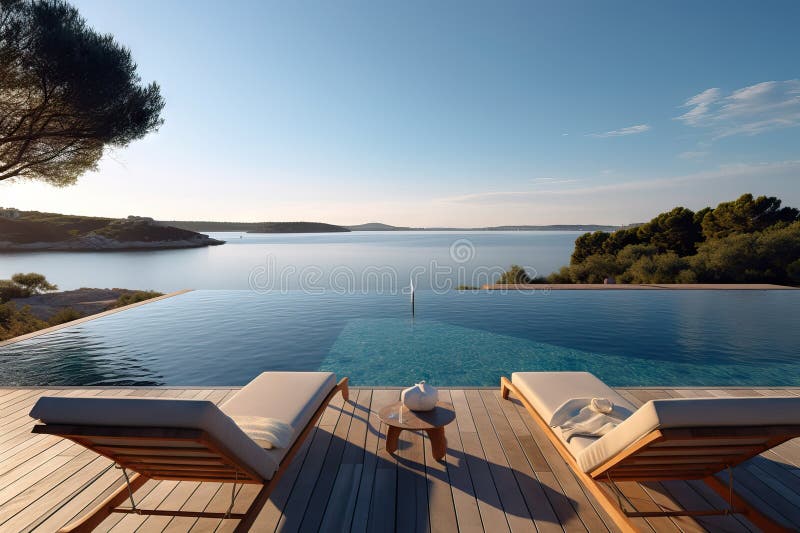 Stunning Views of the Adriatic Sea with an Infinity Pool AI Generated ...