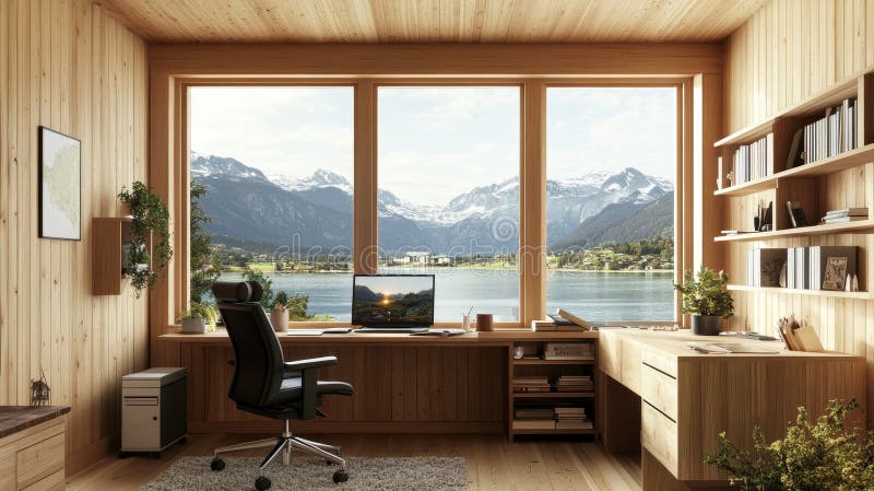 Stunning Views of the Sunset from a Luxury Home Office Created with a ...