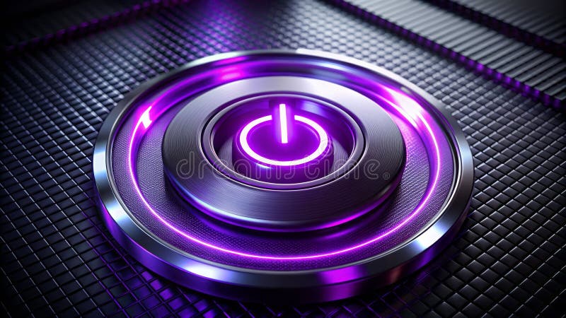 Stunning Violet Power Button Futuristic Design for Advanced Technology ...
