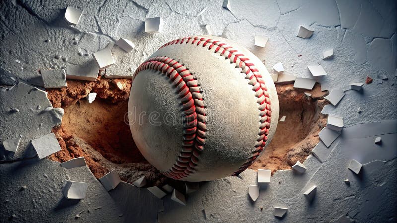A Stunning Visual of a Baseball Smashes through a Vibrant Wall a Study ...