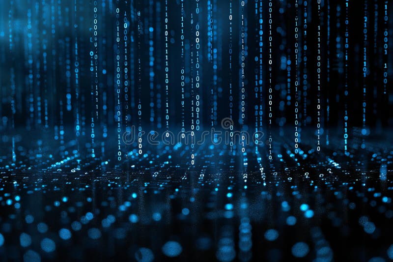 Stunning Visual Blue Numbers Falling Down on a Black Background, High ...