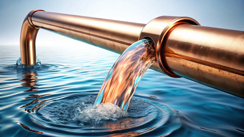 A Stunning Visual of Cascading Copper Water Flow Intense Blue Liquid ...