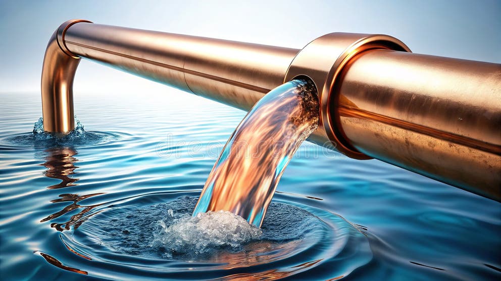 A Stunning Visual of Cascading Copper Water Flow Intense Blue Liquid ...