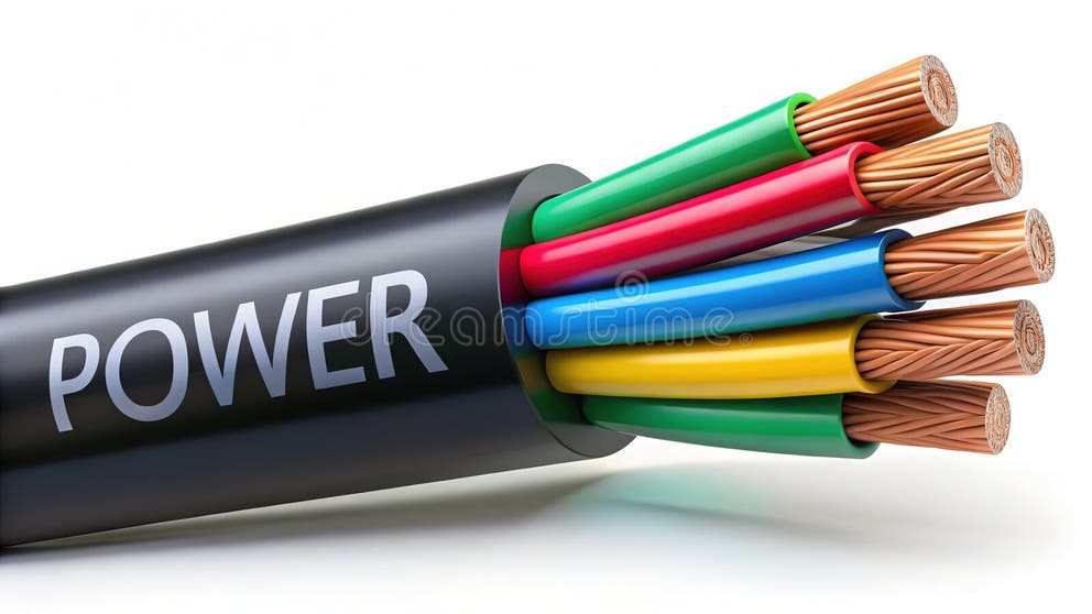 A Stunning Visual of a Coiled Colorful Power Cable Sharp Vibrant ...
