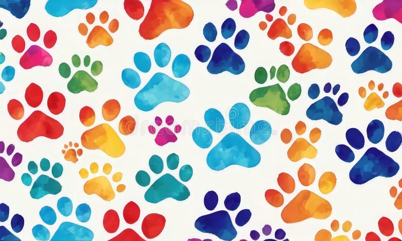 Colorful Paw Prints on White Background Stock Illustration ...