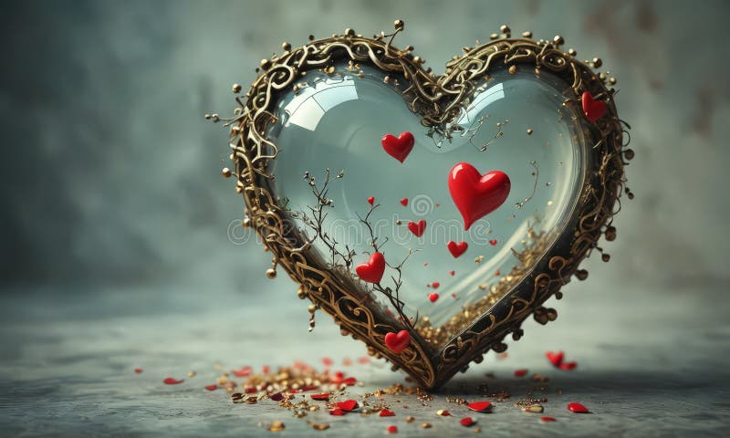 Heart Shaped Glass with Red Hearts Inside Stock Photo - Image of lovely ...