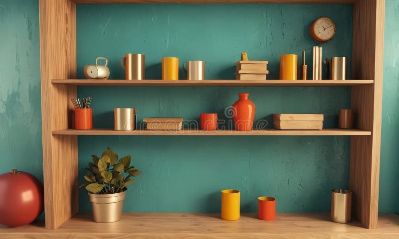 Shelf with Various Objects on it Stock Illustration - Illustration of ...