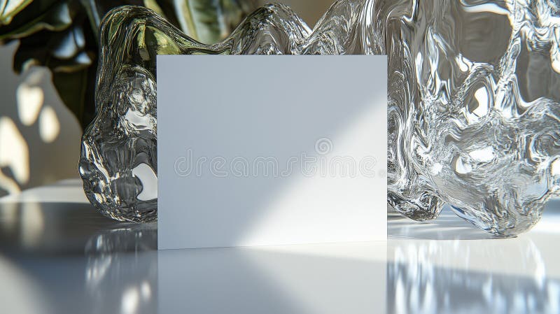 Crystal Clear Glass Art with Abstract White Paper Background in Bright ...