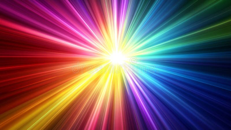 Dazzling Light Rays Fanning Out from a Central Source in a Spectrum of ...