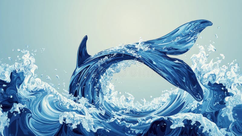 Ocean Wave Seamlessly Transforms into a Whale Tail Illustrating the ...