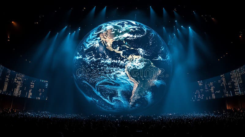 A Stunning Visual of Earth Illuminated by Stage Lights, Captivating ...