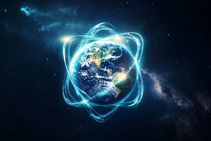 A Stunning Visual of Earth Surrounded by Bright Energy Rings. this ...