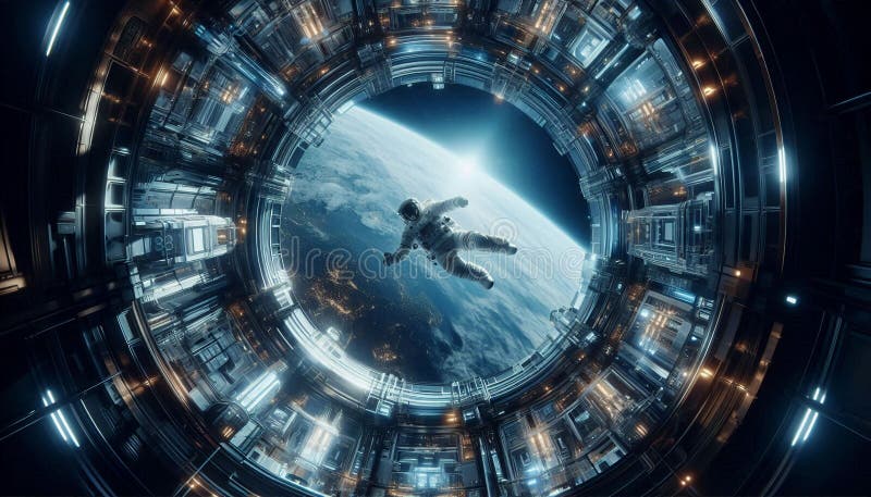 Astronaut Floating in Space Station, Hyper-Realistic 8K Sci-Fi ...