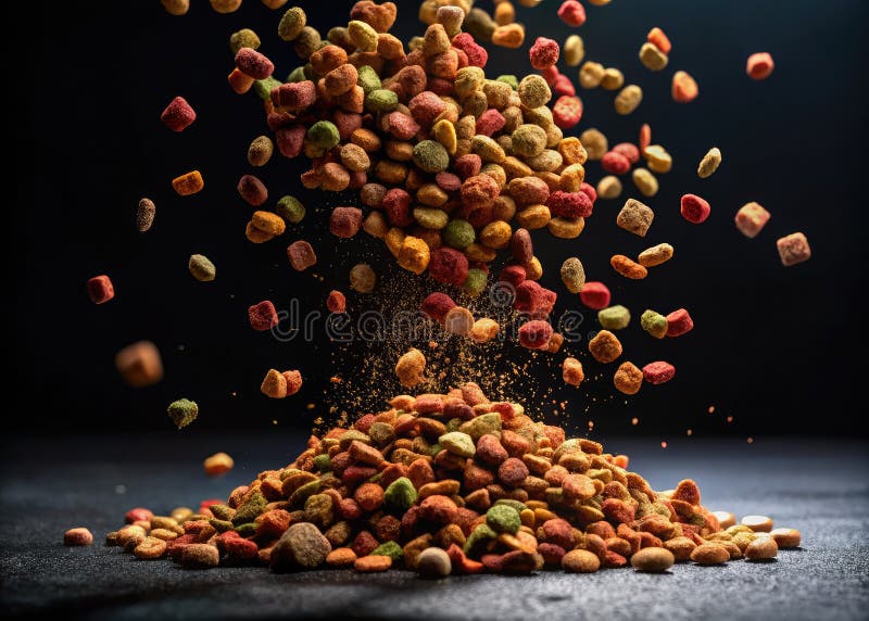 A Stunning Visual of Falling Dry Pet Food a Dramatic Minimalist Study ...