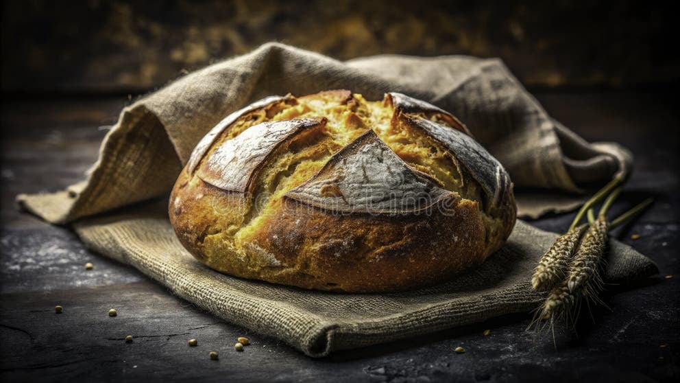 A Stunning Visual Feast Rustic Homemade Broken Loaf of Bread ...