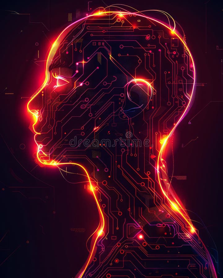 Stunning Visual of Futuristic Human Head and Neck with Glowing ...