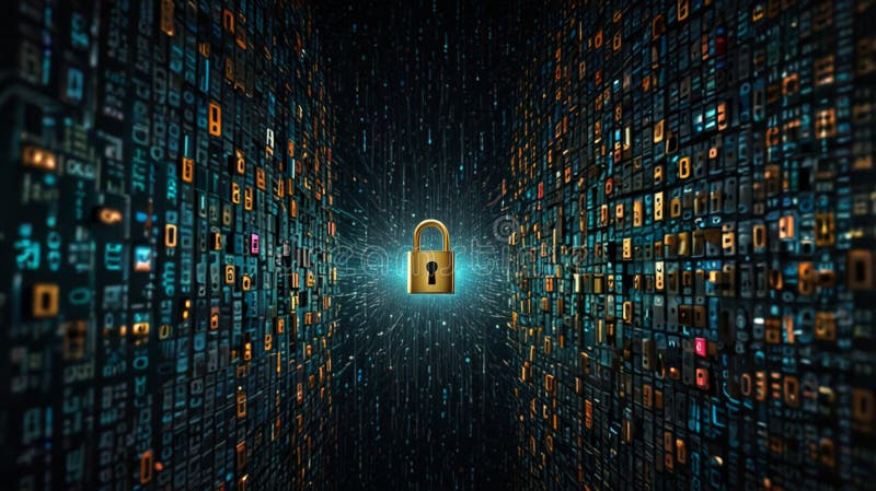 Giant Keyhole in Center of Vast Digital Space Stock Illustration ...