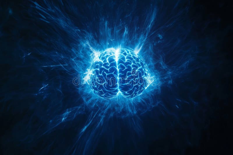 A Stunning Visual of a Glowing Blue Brain. this Artwork Symbolizes ...