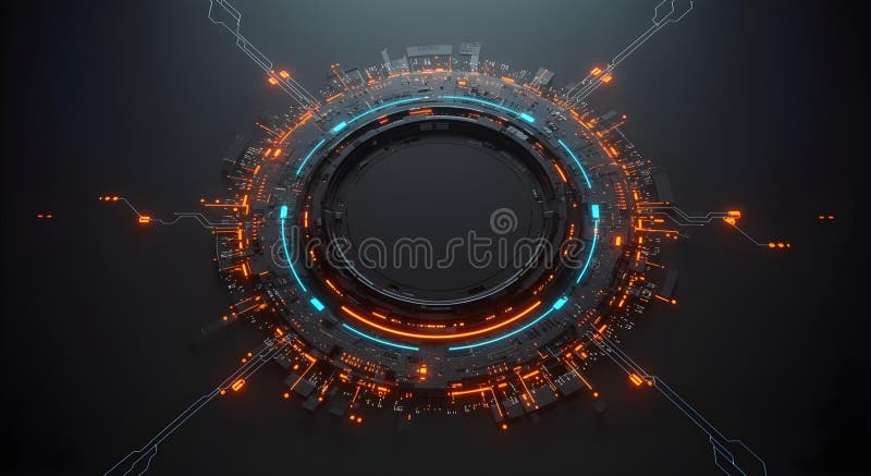 Stunning Visual of a High-tech Digital Interface with Glowing Orange ...