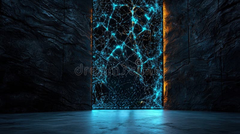A Stunning Visual of a Hightech Portal Surrounded by Dark Stone ...
