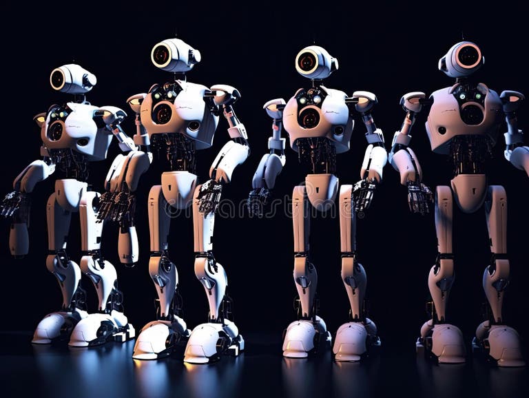 Group of Advanced Robots in Row Stock Illustration - Illustration of ...