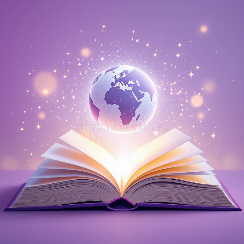 A Stunning Visual Metaphor of a Globe Emerging from an Open Book Stock ...